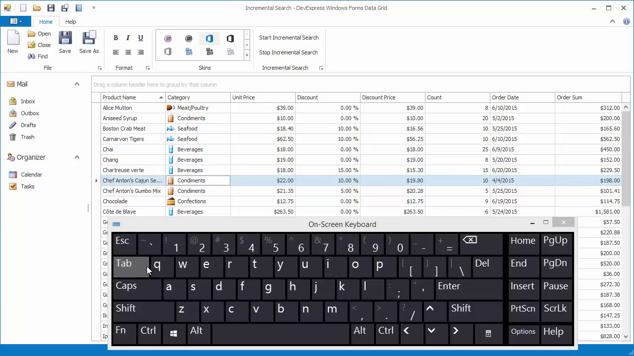 DevExpress WinForms Grid: Incremental Search