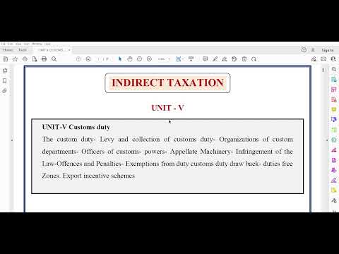 Introduction to customs duty - Bcom - Unit 5