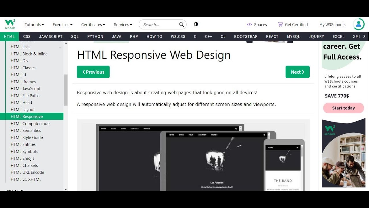 W3Schools HTML Tutorial 19 | HTML Responsive