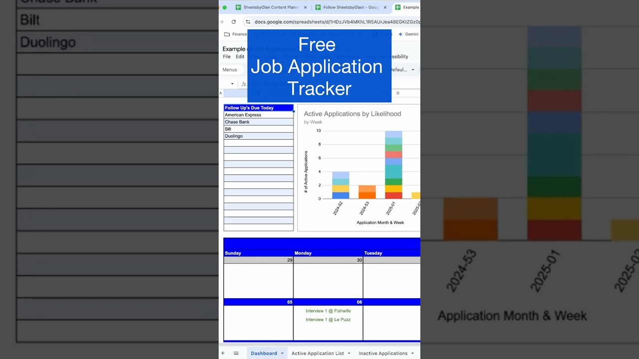 Free Job Application Tracker that tracks active applications and automatically removes inactive apps