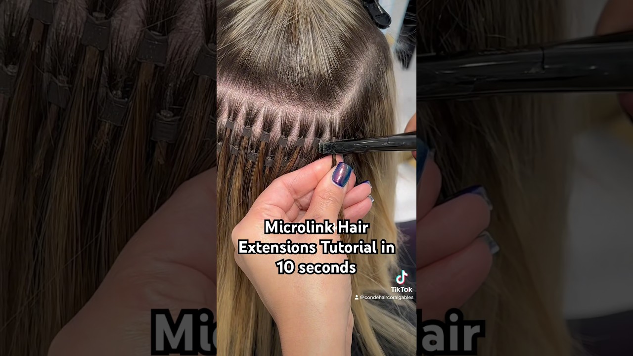 Microlink Hair Extensions tutorial in 10 seconds! #hairextensions #microlinks #hairtutorial #hair