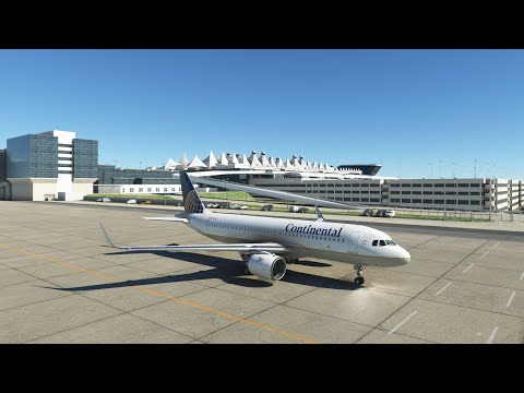 Tour of Denver International Airport, taxi to the gate, Continental Airlines. MSFS 2020.