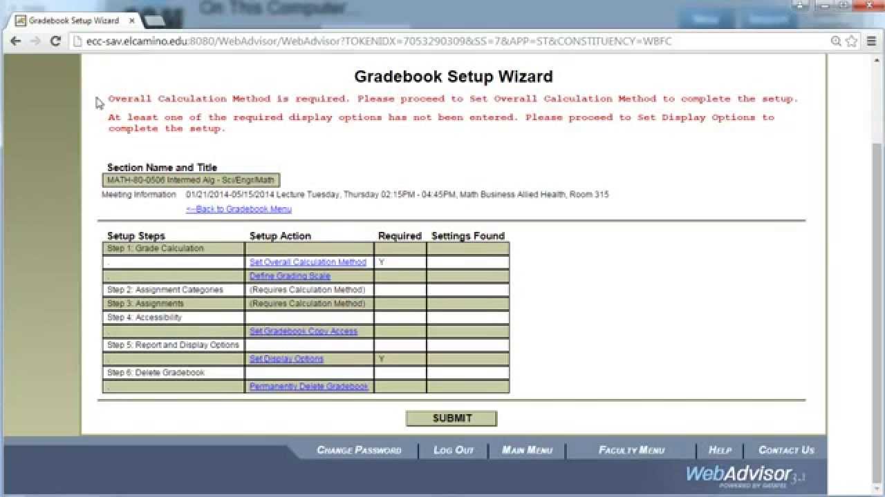 ECC Gradebook Setup 3 – Gradebook Setup Wizard