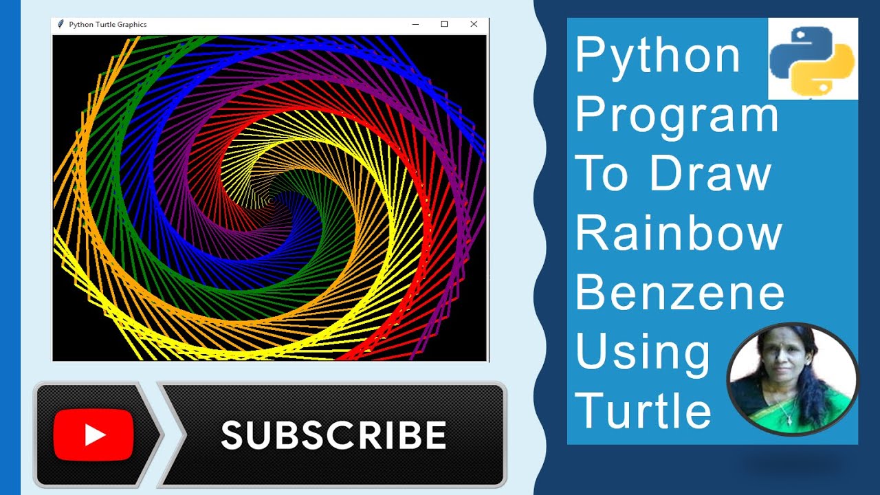Python Program To Draw Rainbow Benzene Using Turtle | ratan agarwal it informer