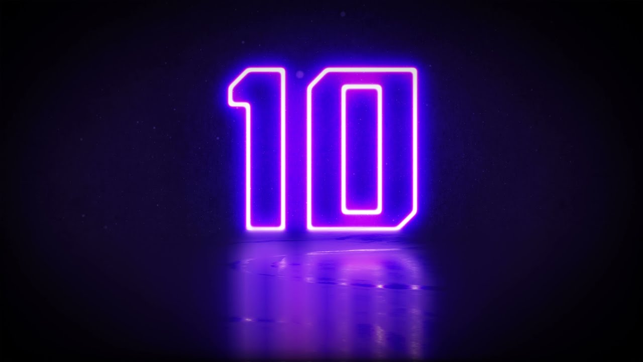 10 Seconds Neon Countdown 4K Video
