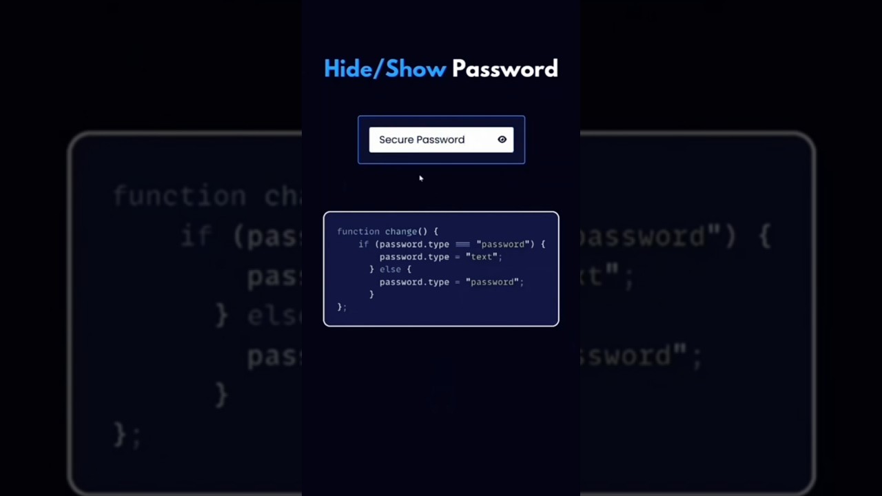 Show/hide password using JavaScript #css #js