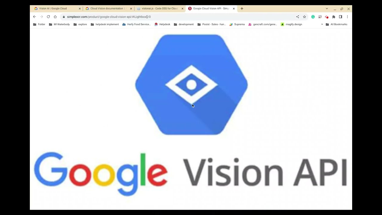 Google Cloud Vision AI |  Documentation | Example code to use in Application