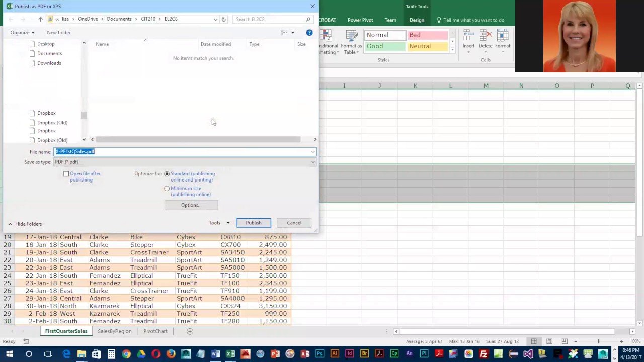 Project 4a   Publishing a Workbook as a PDF file