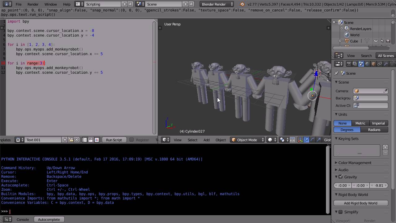 Blender Python Scripting Tutorial Creating a New Operator That Makes a 3D Model Using a Template