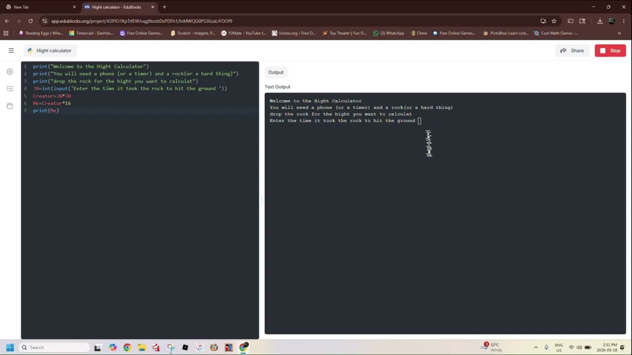 How to make a Hight Calculator in Python