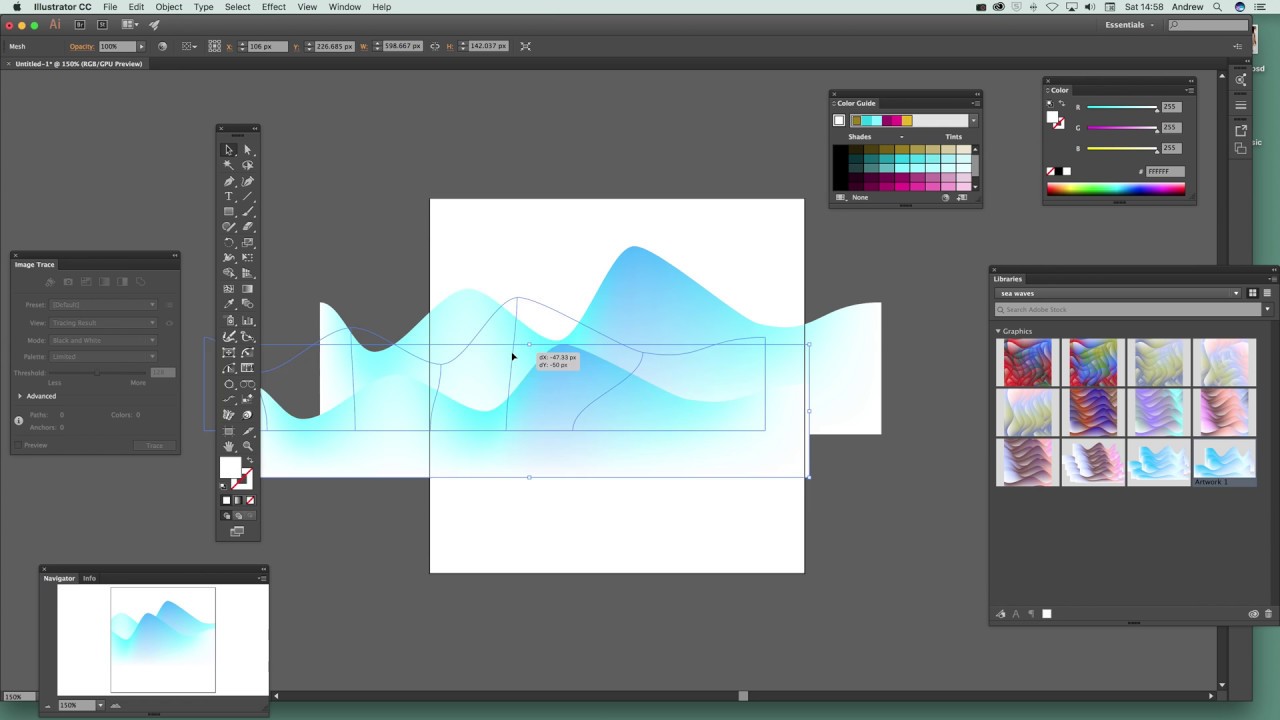 How To Create Sea Waves In Illustrator Tutorial | Graphicxtras