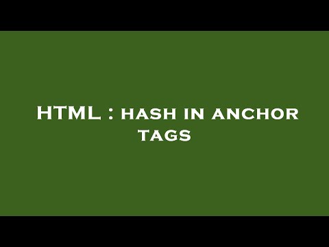 HTML : hash in anchor tags