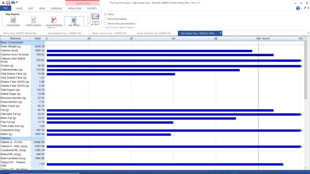 Food Processor Menu Plan 4: Reports