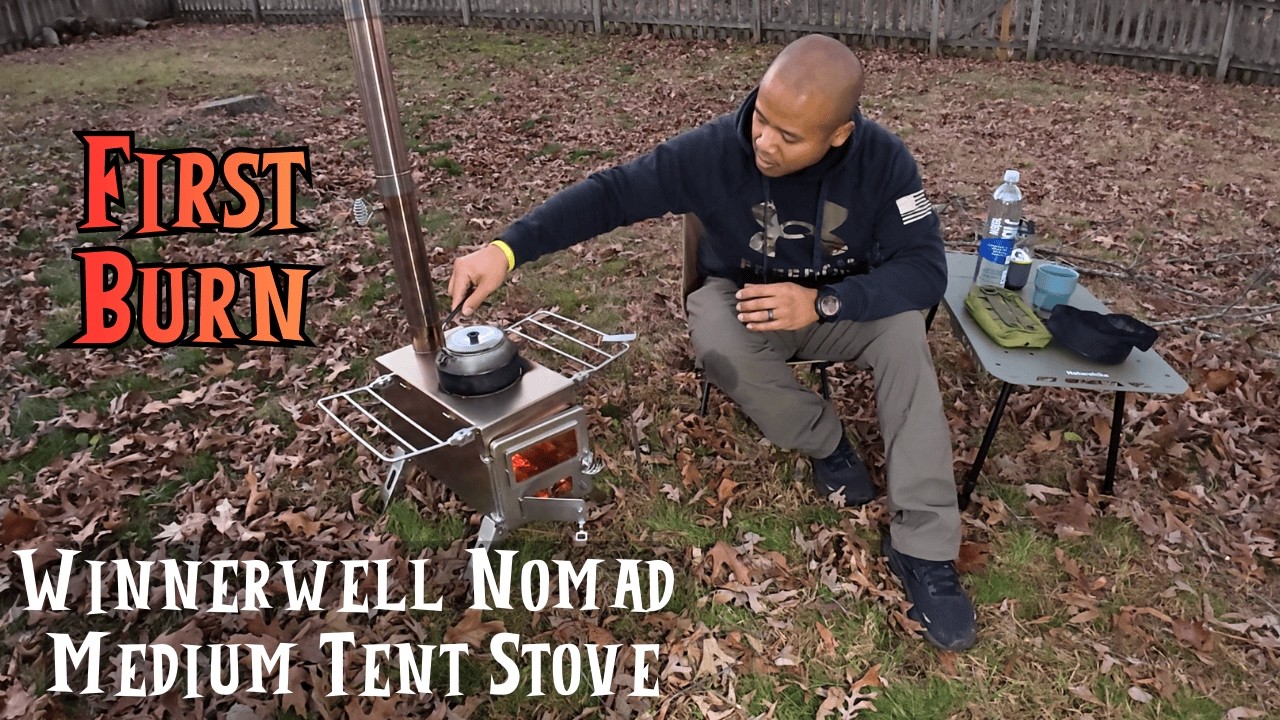 A Hot Tent Camping GO-TO - First Burn & Unboxing of The Winnerwell Nomad Medium Tent Stove