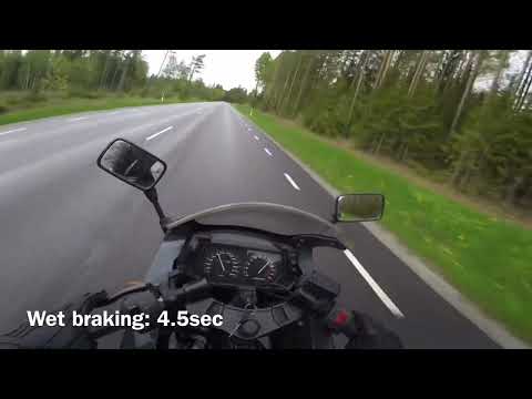 No ABS motorcycle braking - wet and dry at 100km/h
