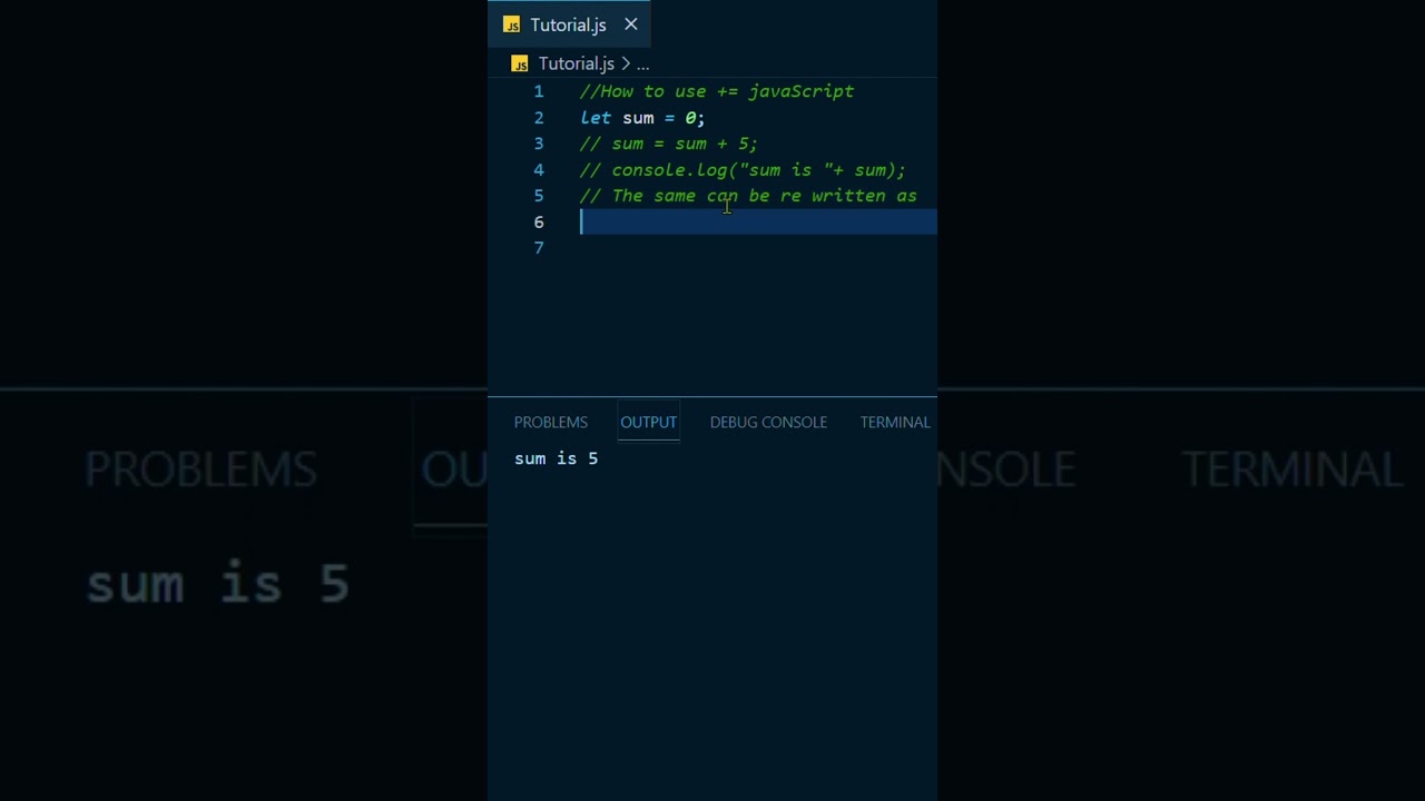 How to use the (+=) in javaScript(addition assignment operator)#coding #tutorial #shorts #javascript