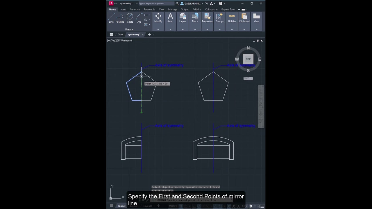 AutoCAD 2D Tutorials - Mirror Tool