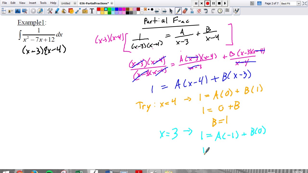 6-4: Partial Fraction Integration
