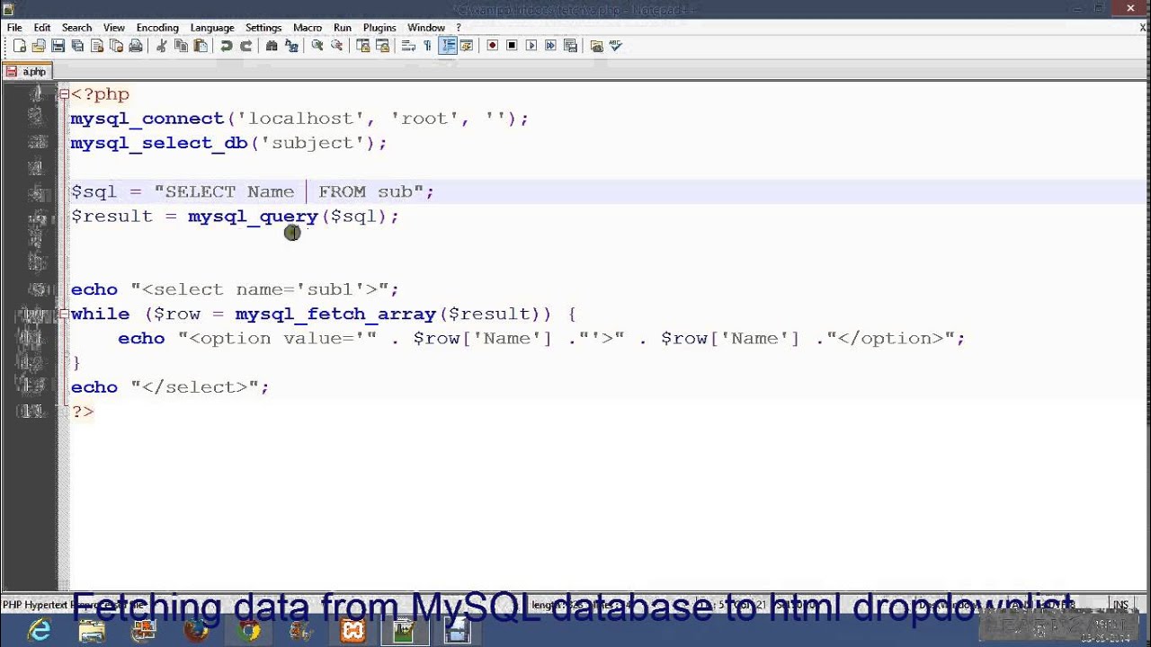 Fetching data from MYSQL database to HTML dropdown list