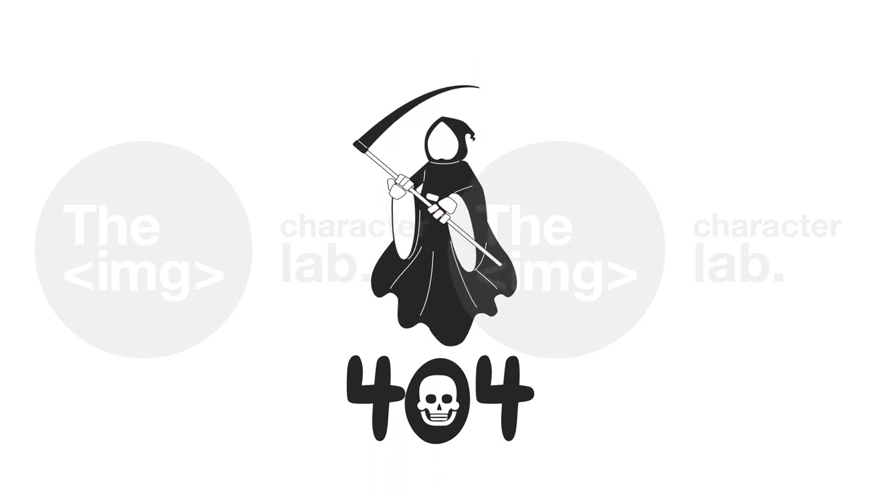 Grim reaper holding scythe bw error 404 animation