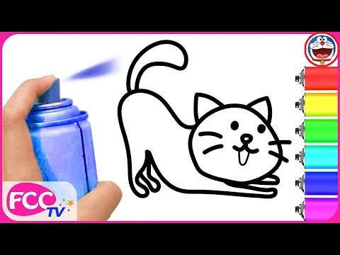 How to Draw for Kids. How to Draw a Cat Coloring Page for Coloring. Learn Colours and Drawing