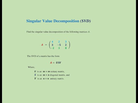 (9.6) Singular Value Decomposition (SVD): MatLab code + download link.