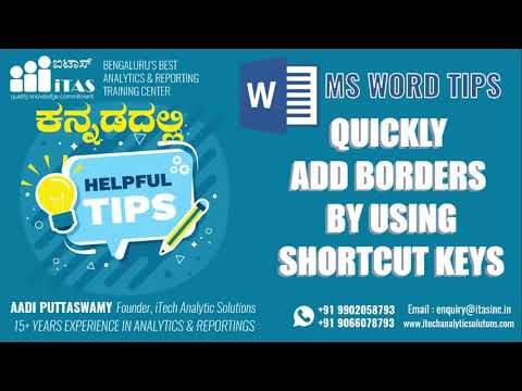Quickly Add Borders in MS Word - Kannada | TIP OF THE DAY | QUICK HELPFUL TIPS