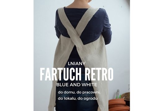 Fartuch kuchenny lniany - w stylu retro vintage