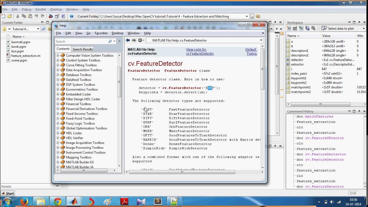 mexopencv, Tutorial 4: Feature Extraction and Matching