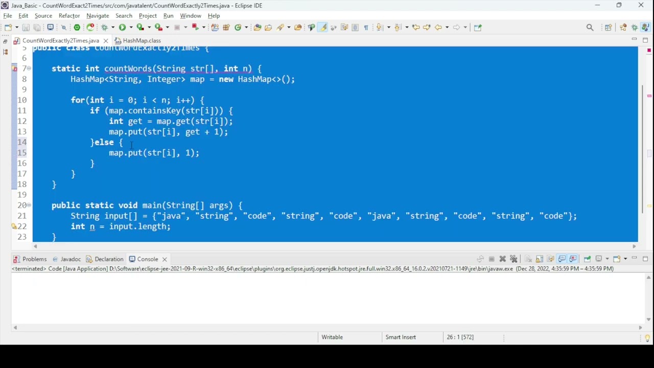 Count words that appear exactly two times in an array of words | Twice Counter | Word Count 2 times