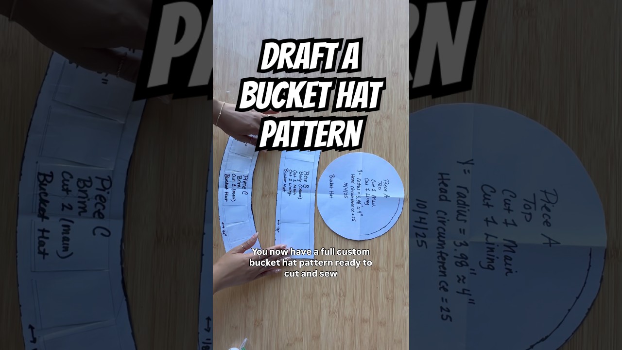 Learn how to draft your own bucket hat pattern from scratch ✂️ #sewing #buckethat #hat