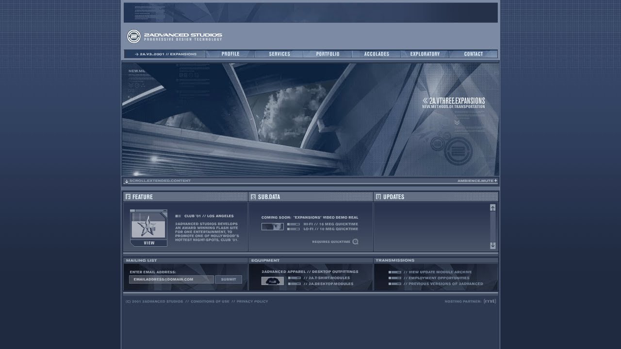 2Advanced Studios v3 flash website in 2001