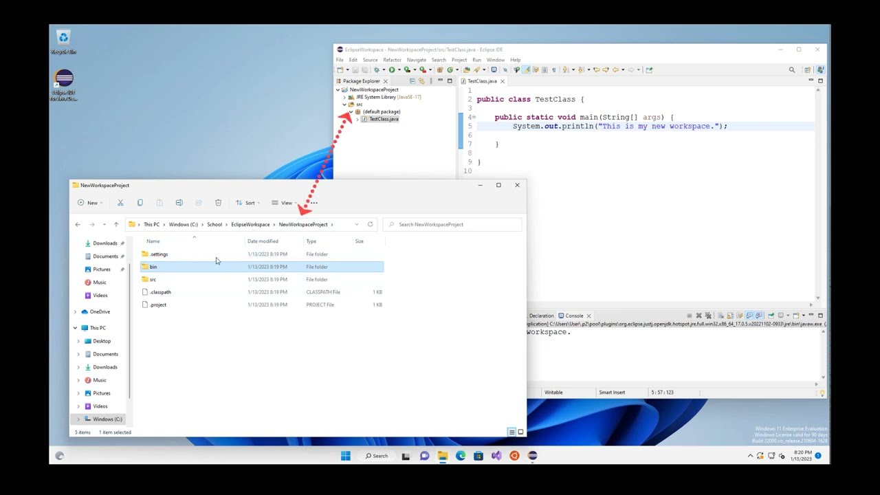 Setting up an Eclipse workspace directory in Windows 11