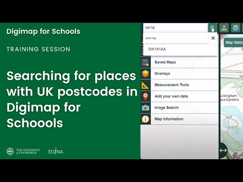 Searching for places with UK postcodes in Digimap for Schoools