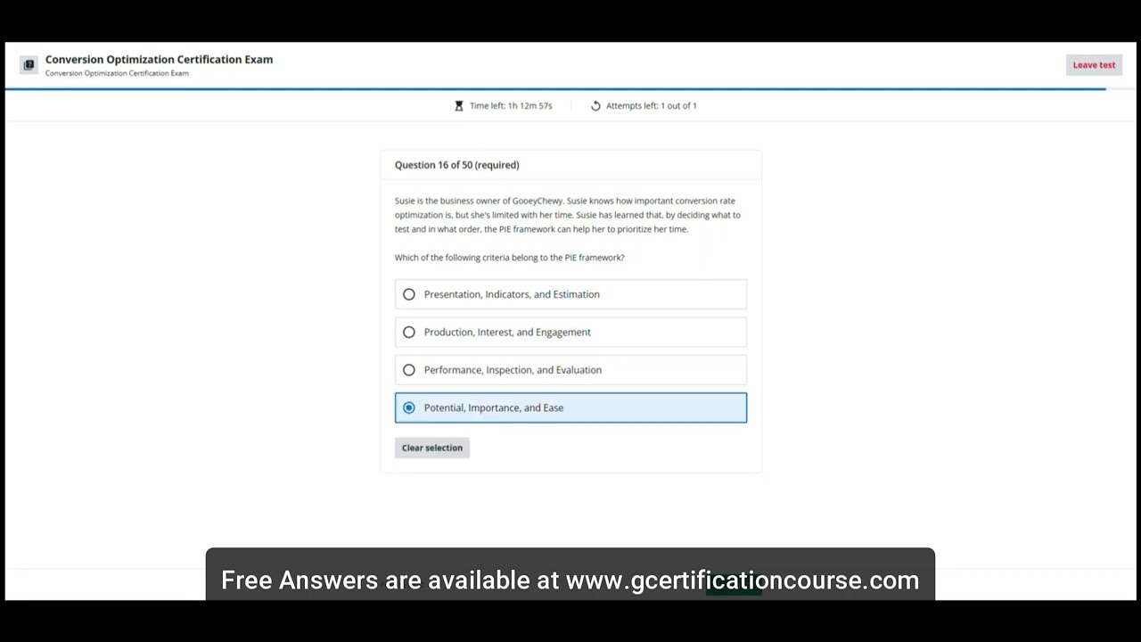 Conversion Optimization Certification Live Exam on 06-04-2025 (Free Answers)