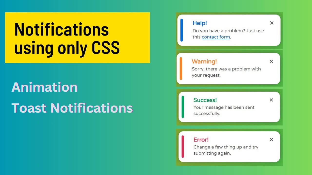 Create Animated Toast Notifications with HTML, and CSS Beginner's Tutorial