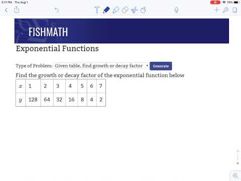 Exponential Functions - Given Table, Finding the Growth or Decay Factor - FishMath.com