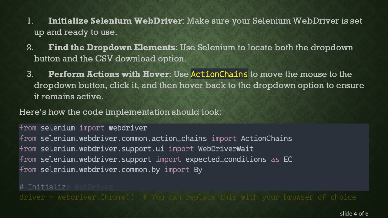 How to Handle Dropdown Selection in Selenium with Python: Keep the Hover!