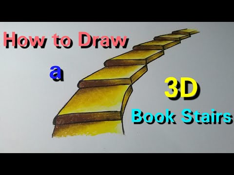 How to draw a Book stair for Poster Making