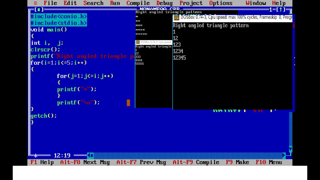 Program 11 right angled triangle pattern| Triangle shape pattern in C#coding #forloop #cprogramming