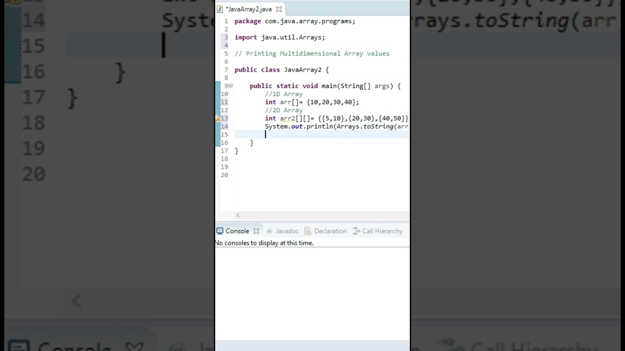 Easy way to print Multidimensional Array in Java #shorts #java #javatcoding