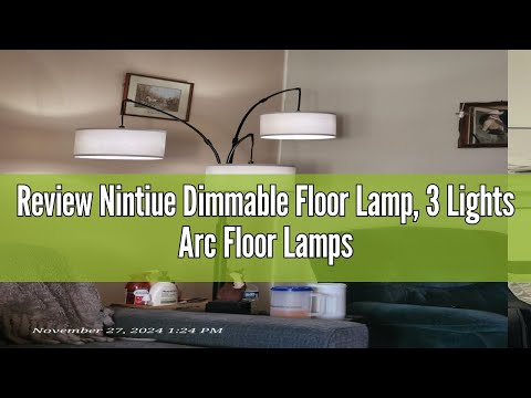 Review Nintiue Dimmable Floor Lamp, 3 Lights Arc Floor Lamps for Living Room, Modern Tall Standing T