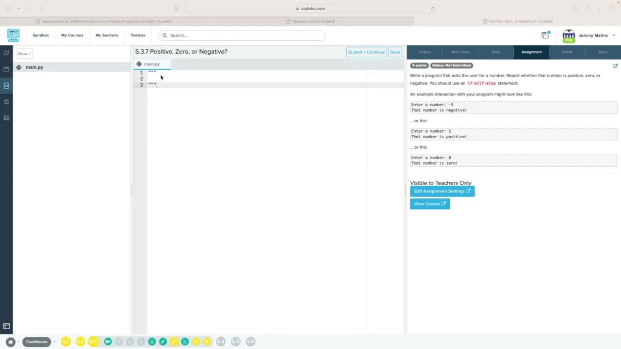 Codehs Python 5.3 Video Tutorial: Comparison Operators Part 1