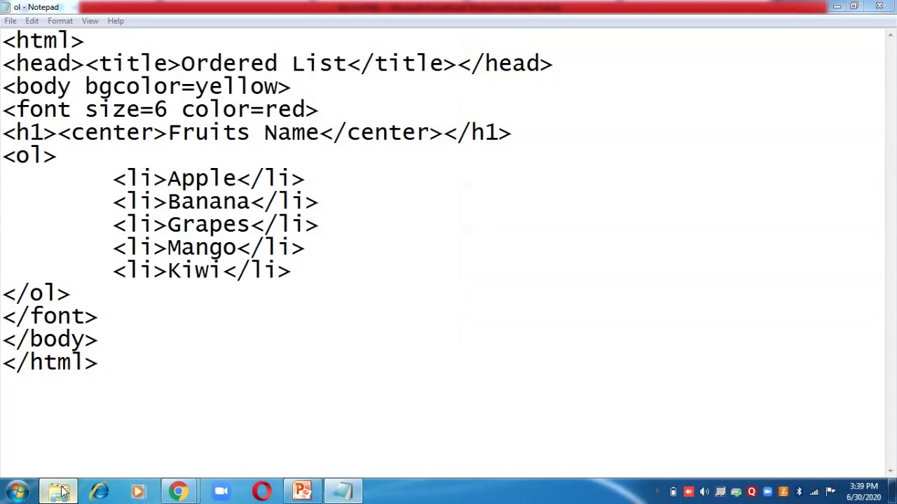 6 HTML Ordered/Unordered List