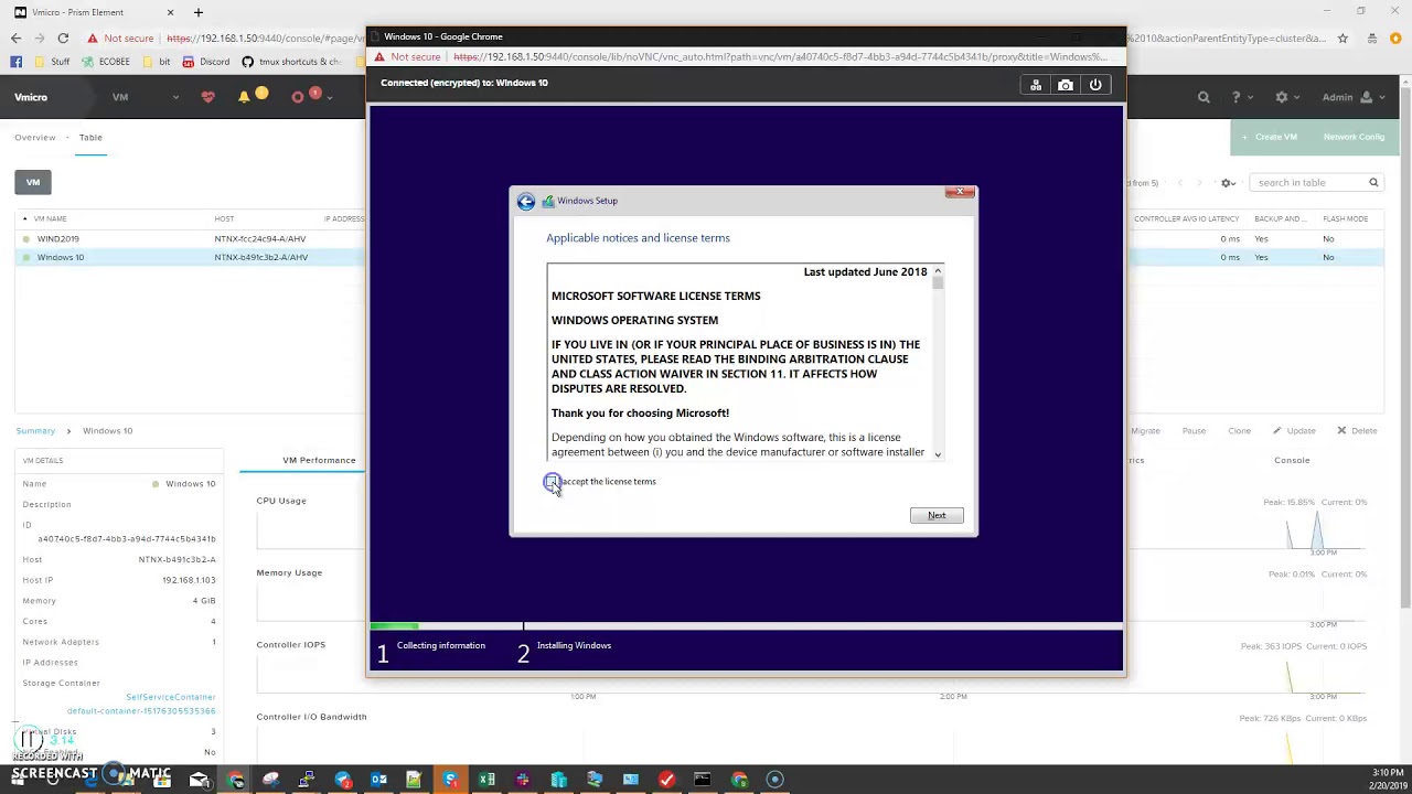 Installing windows 10 on Nutanix CE