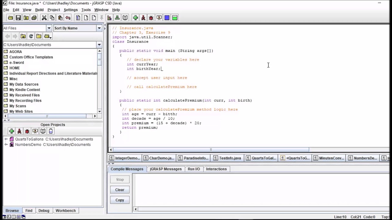 Java Unit 3 exercise 9