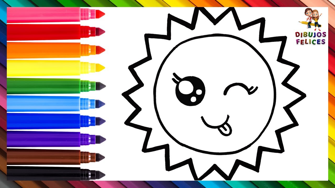 Dibuja y Colorea Un Lindo Sol 🌞🌈 Dibujos Para Niños