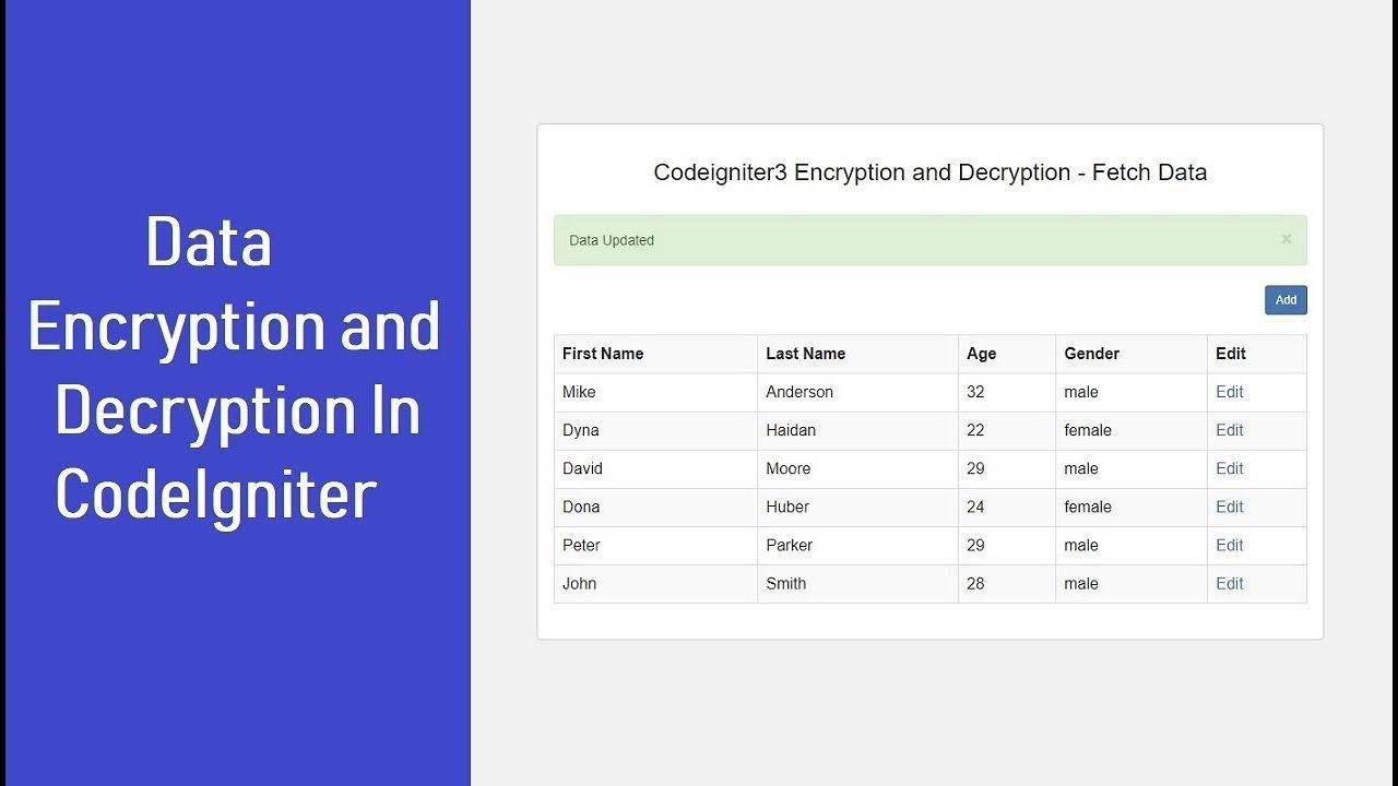 Encrypt Decrypt in Codeigniter - Fetch Data