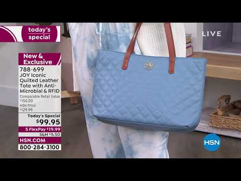 JOY Iconic Quilted Leather Tote with AntiMicrobial RFI...