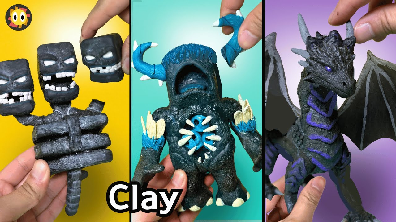 I Sculpted Minecraft Bosses in Clay! ( Ender Dragon, Warden, Wither )